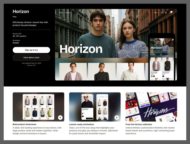Top Horizon Themes on Shopify (2025 Guide) | eCommerce Website Design Gallery & Tech Inspiration