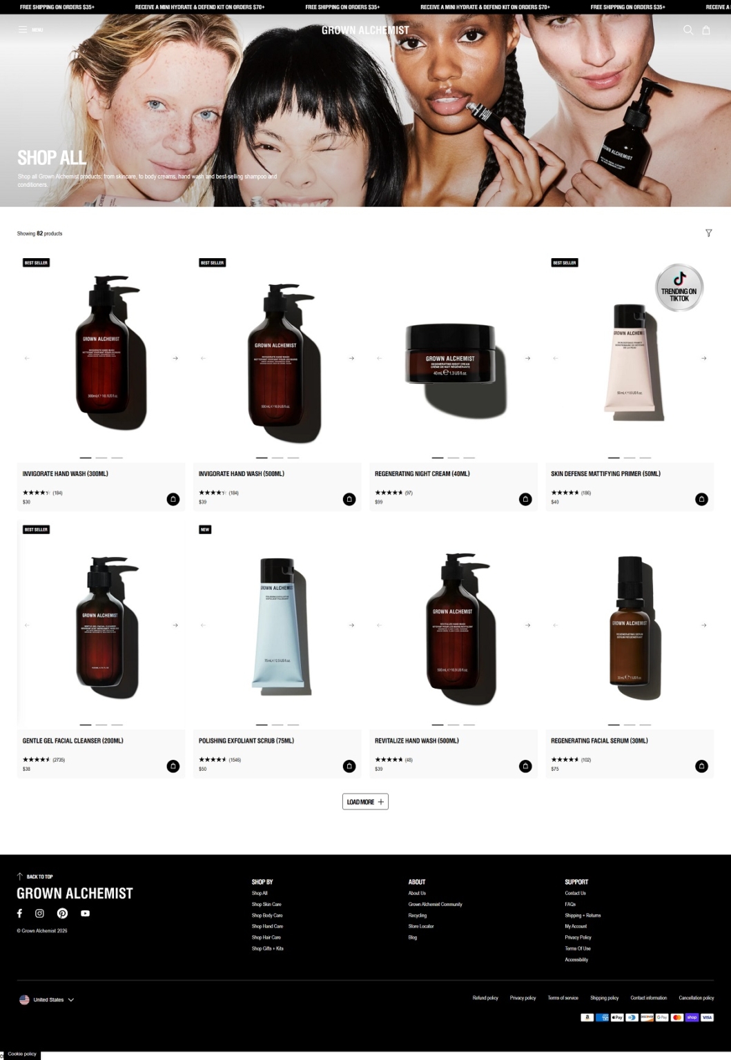 Grown Alchemist | eCommerce Website Design Gallery & Tech Inspiration