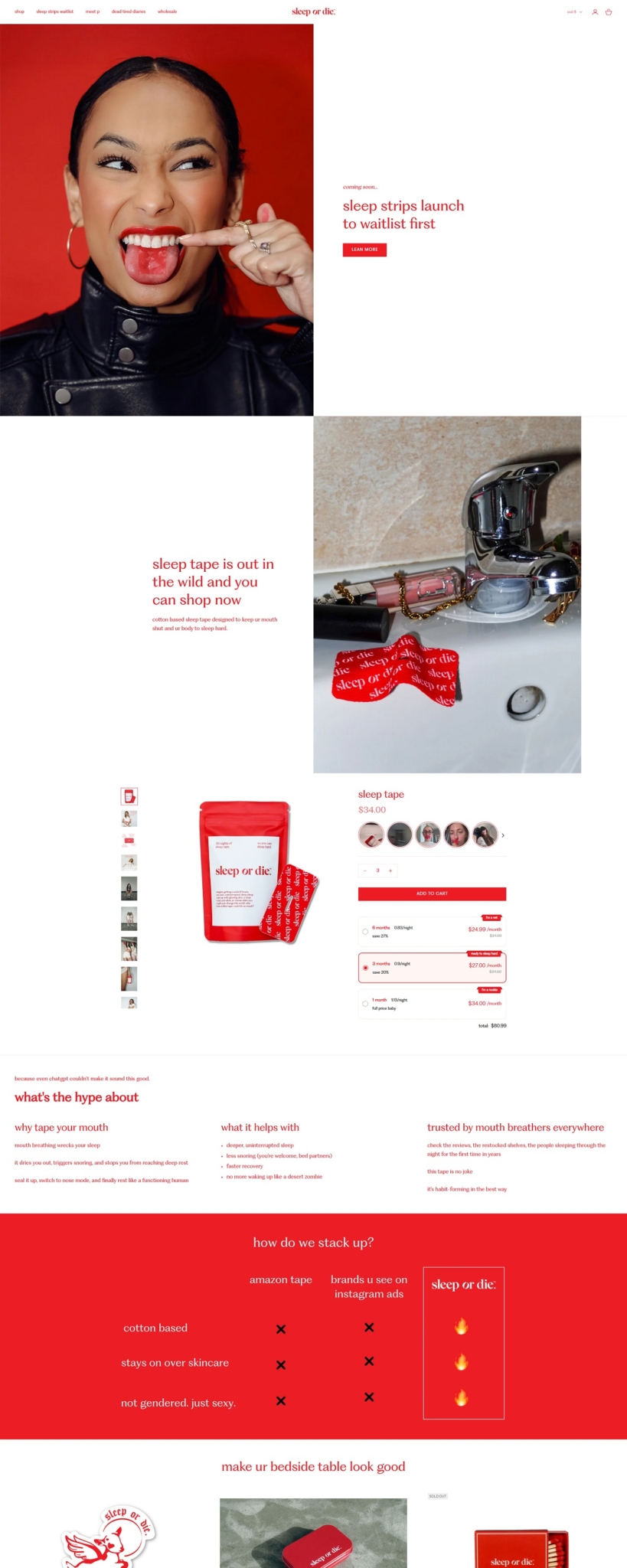 Sleep or Die | eCommerce Website Design Gallery & Tech Inspiration